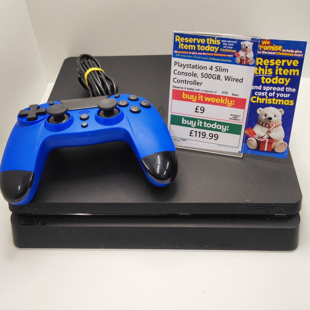 Pre-owned Playstation 4 Slim Console, 500GB, Wired Controller - Own4Less